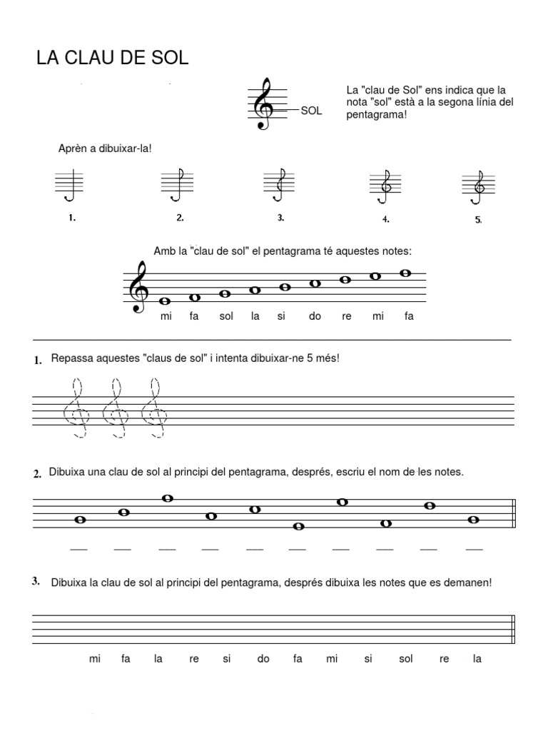 Fitxa 3 - La Clau de Sol | PDF | Clef | Components
