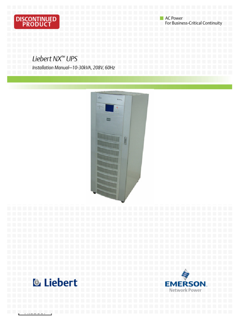 Liebert Nx 10 30kva Installation Manual | PDF | Manufactured Goods | Electric Power