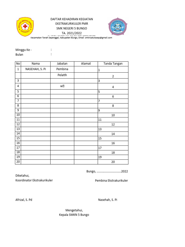 Absen Ekskul Terupdate | PDF
