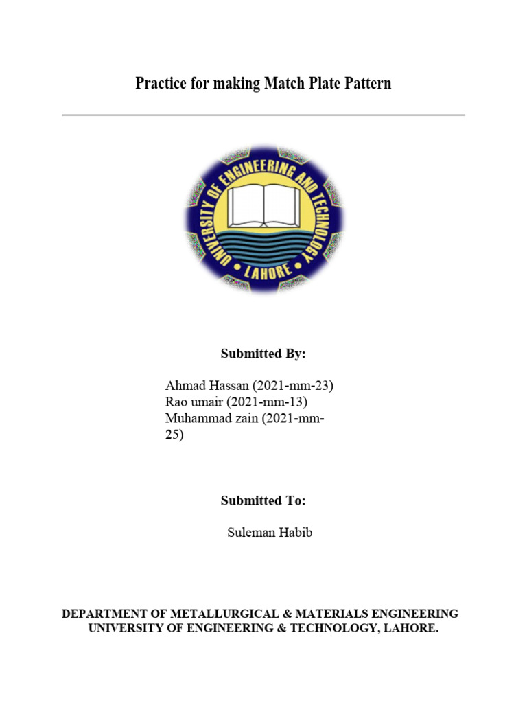Match Plate Pattern and Risk Assesment Final | PDF | Foundry | Personal ...