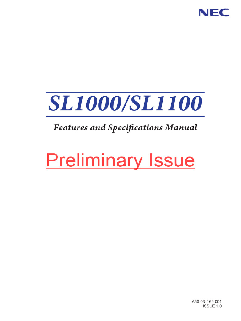 SL1000 SL1100 Feature and Specification PI | PDF | Telephony | Electronics