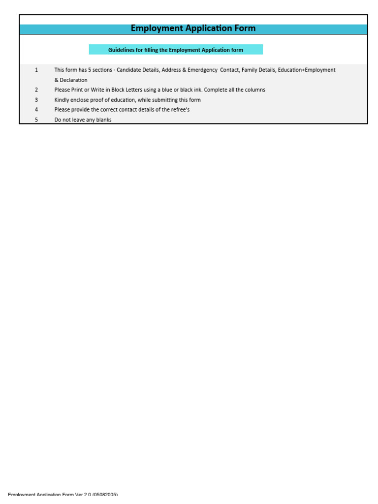 Employment Application Form | PDF | Employment | Government And Personhood