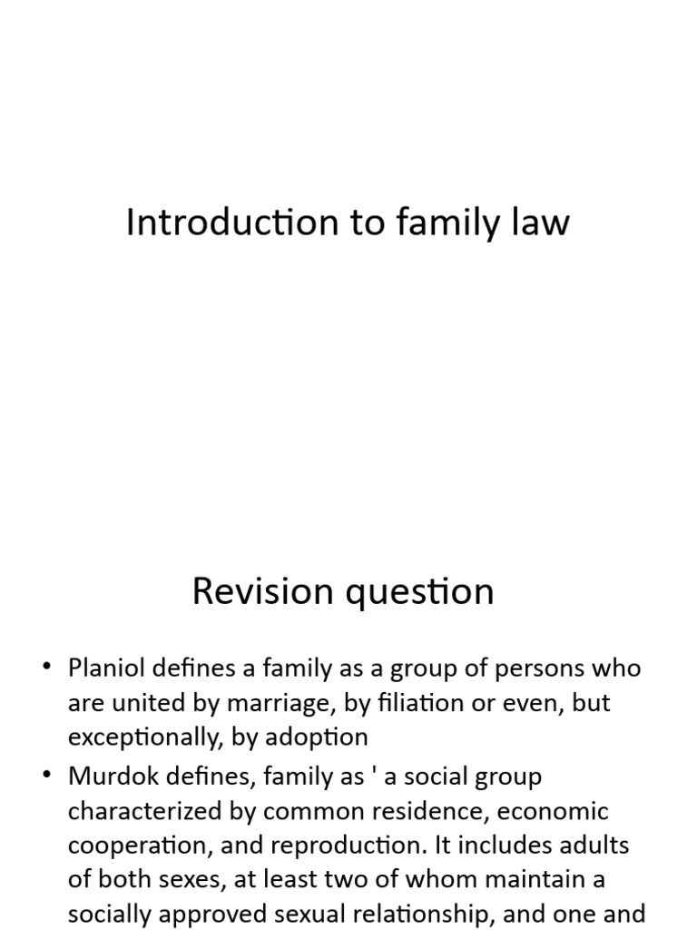 Introduction To Family Law | PDF | Marriage | Family