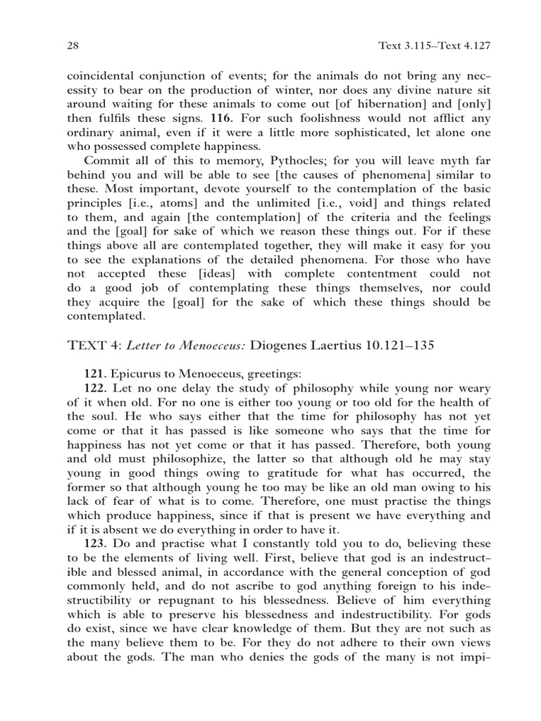 Epicurus, "Letter To Menoeceus", "The Principal Doctrines", "The Vatican Sayings" | PDF ...