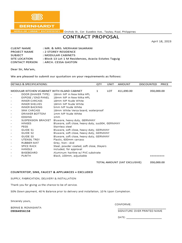 Acacia Kitchen Quotation Apr182023 | PDF | Sink | Architectural Design