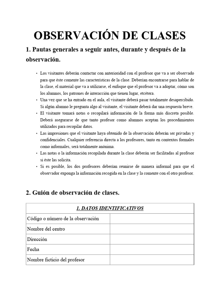 GUION - DE - OBSERVACION - DE - CLASES (Largo) | PDF | Salón de clases ... GUION - DE - OBSERVACION - DE - CLASES (Largo) | PDF | Salón de clases ...