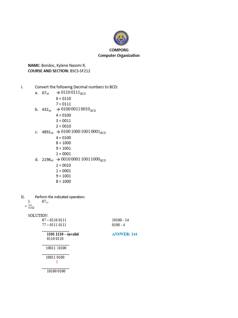 Exercise 3 - Binary Coded Decimal | Download Free PDF | Binary Coded ... Exercise 3 - Binary Coded Decimal | Download Free PDF | Binary Coded ...