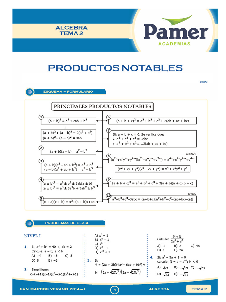 Álgebra - Semana 2 | PDF
