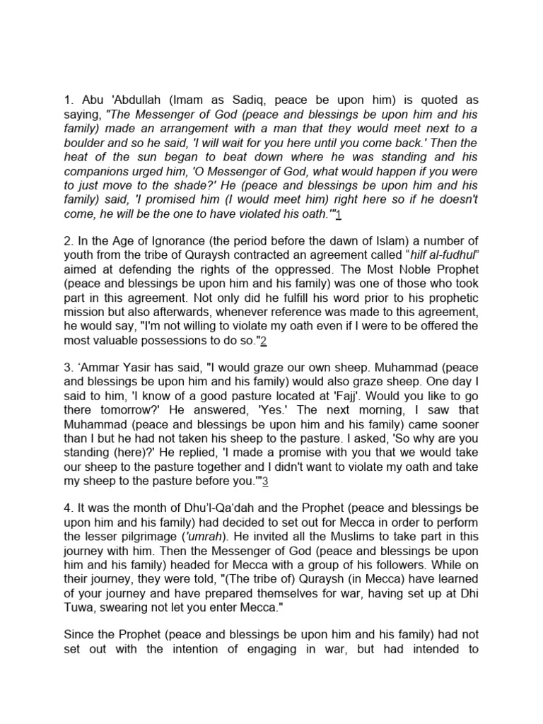 Quality of Fulfillment of Promises | PDF | Muhammad | Abrahamic Religions