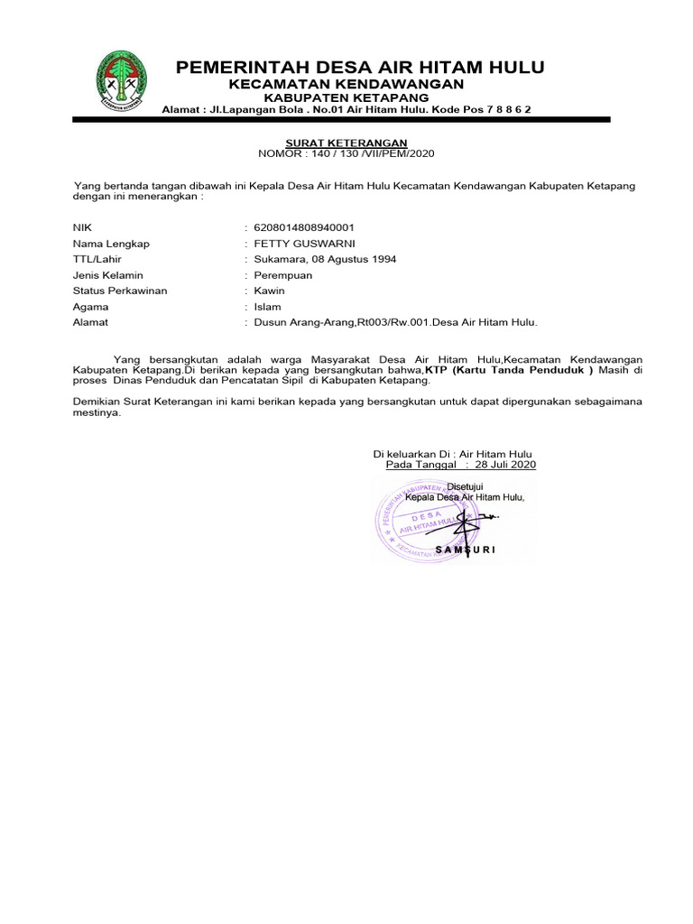Surat Keterangan KTP | PDF