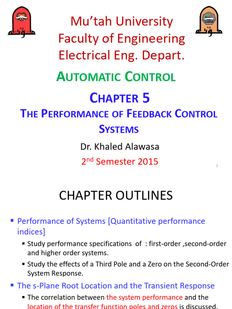 Chapter - 5 - The Performance of Feedback Control Systems - W2015 | PDF ...