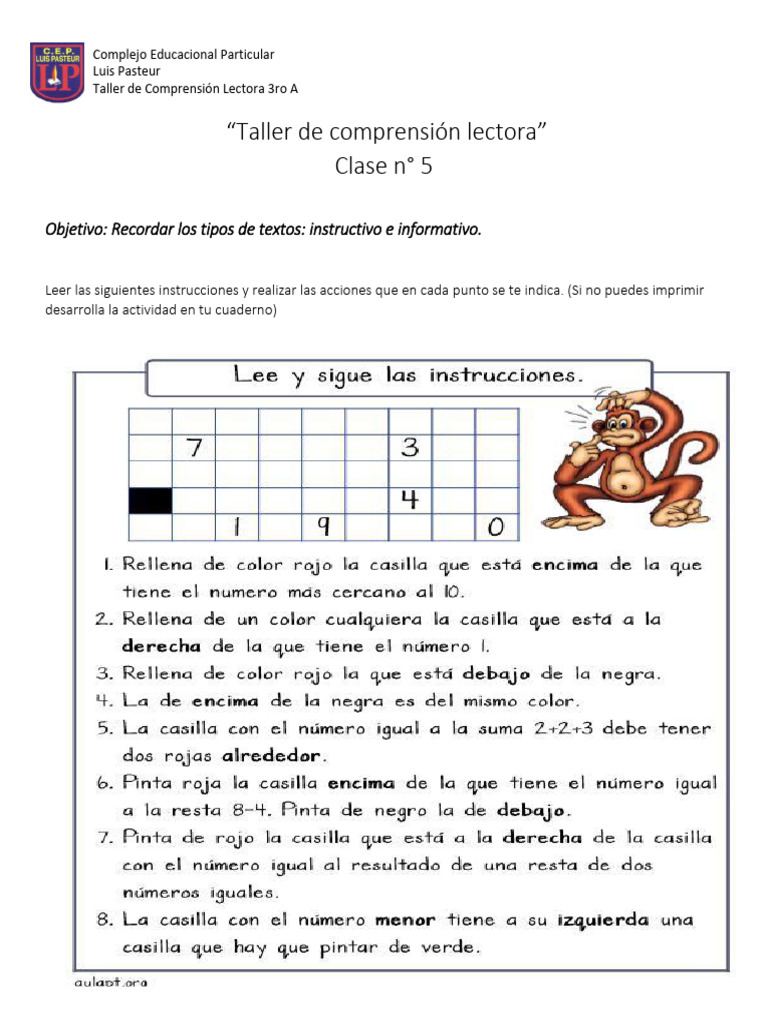 Actividad N 5 Taller De Comprensión Lectora 3roa Pdf