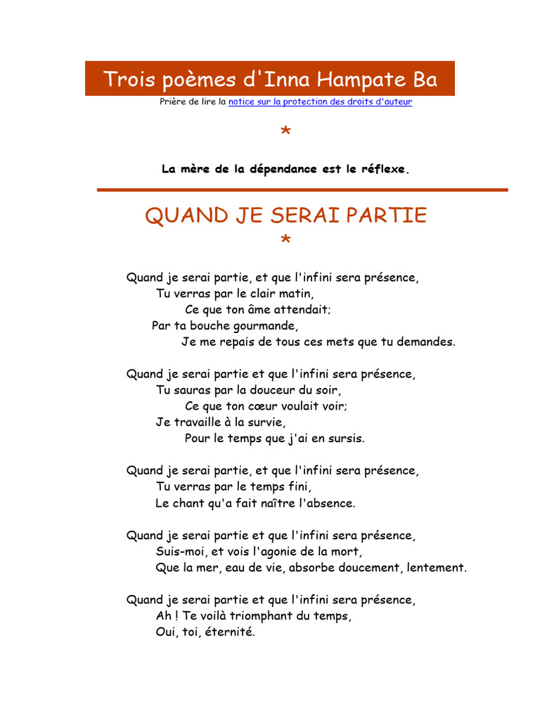 Poèmes d'Inna Hampate Ba | PDF | Art | Poésie