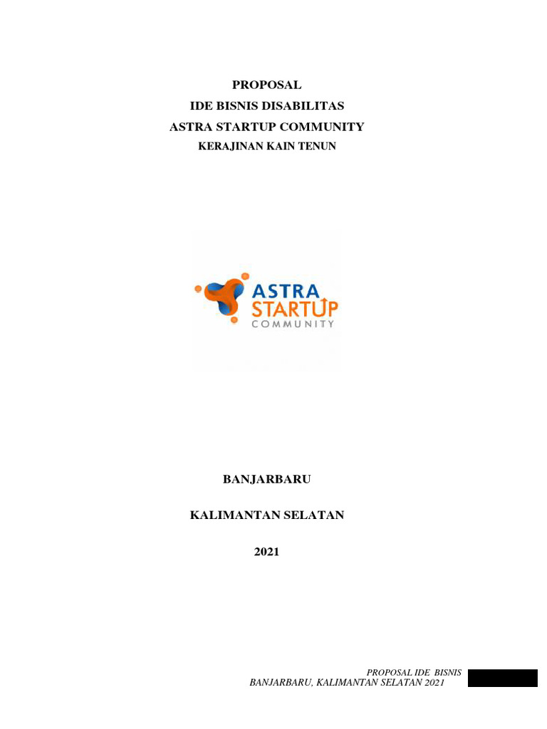 Proposal Ide Bisnis Disabilitas Kerajinan Kain Tenun | PDF