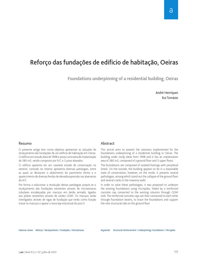 Rpee sIII n22 pg111 118 ReforçoFundações Microestacas | PDF | Viga ...