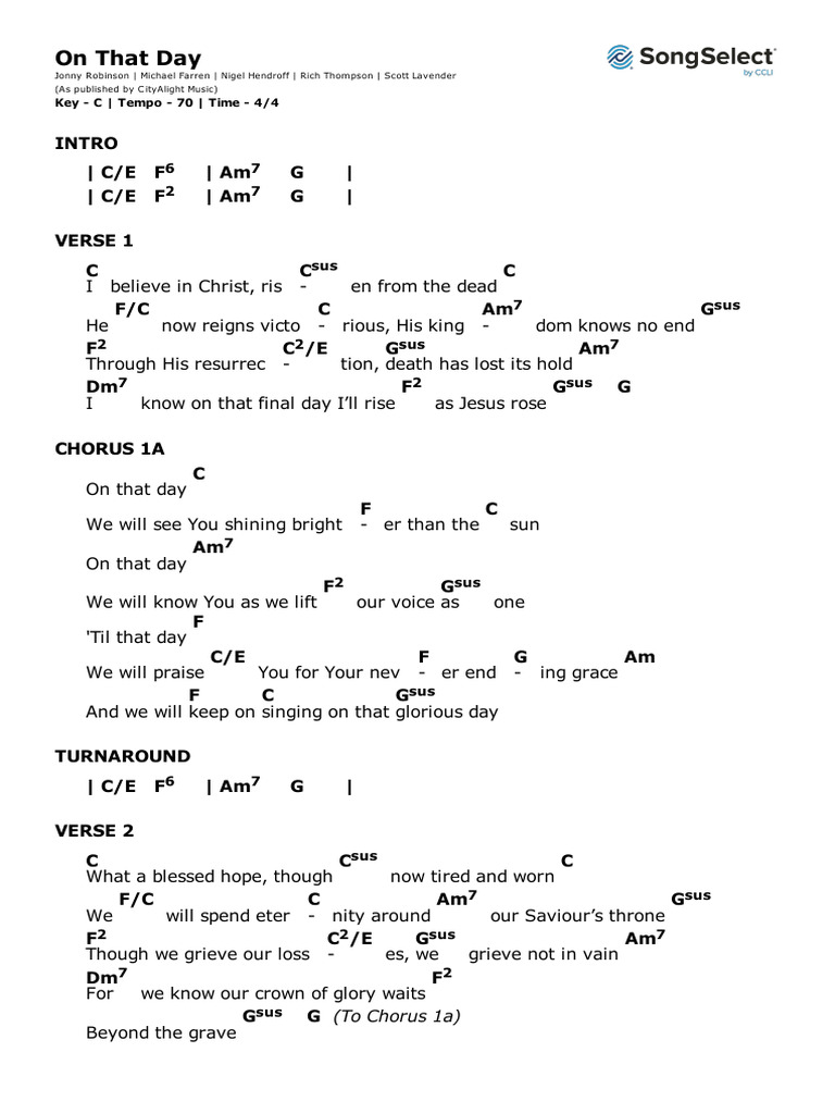 On That Day Chords C | PDF | Musical Forms | Vocal Music