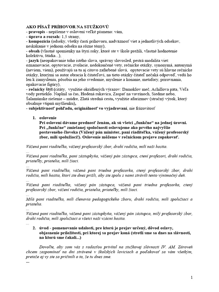 AKO PISAT Prihovor Na Stuzkovu | PDF