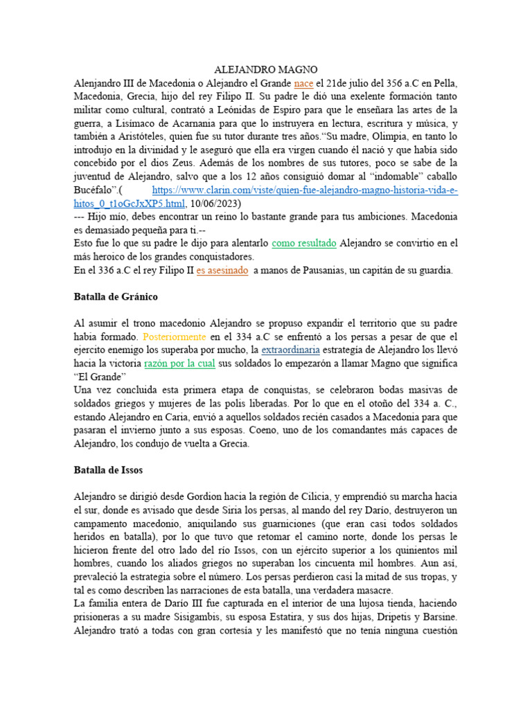 Alejandro Magno | PDF | Alejandro el Grande | Antigua Grecia
