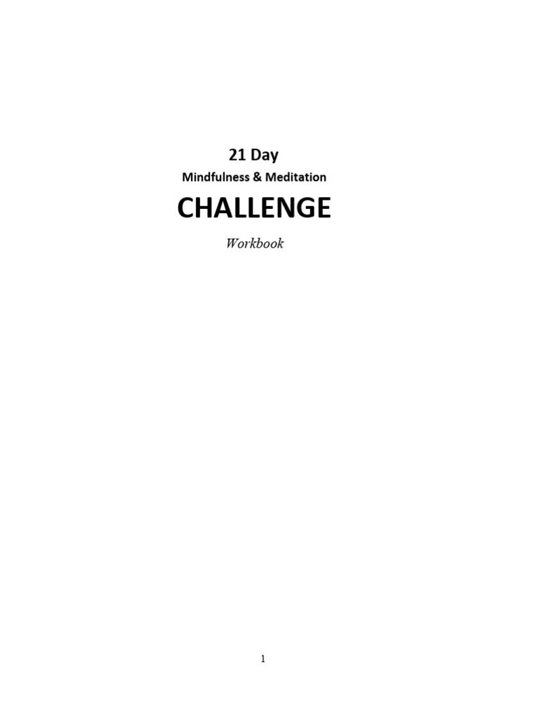 21-Day Mindfulness Challenge Workbook | PDF | Meditation | Mindfulness