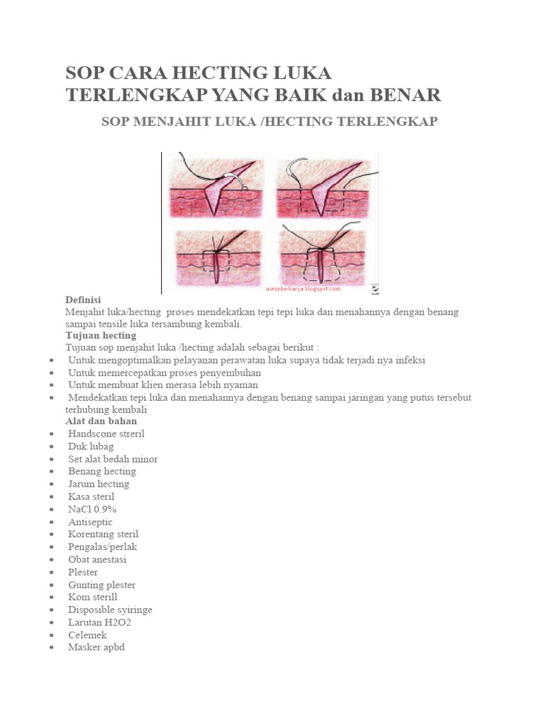 SOP CARA HECTING LUKA TERLENGKAP YANG BAIK Dan BENAR | PDF