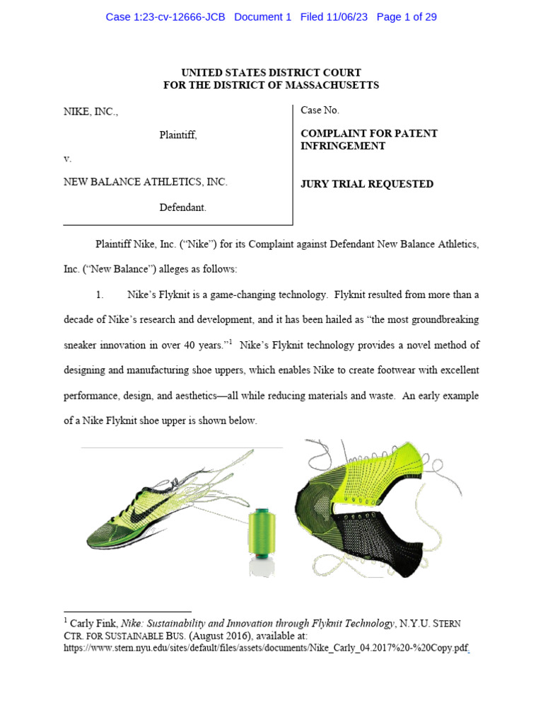 Nike V New Balance | PDF | Patent Infringement | Patent