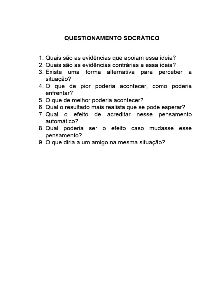 QUESTIONAMENTO SOCRÁTICO (1) | PDF