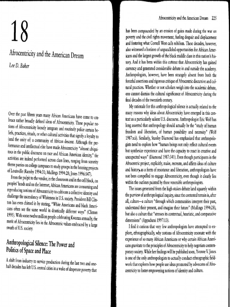 10) - Lee D. Baker, "Afrocentricity and The American Dream" | PDF