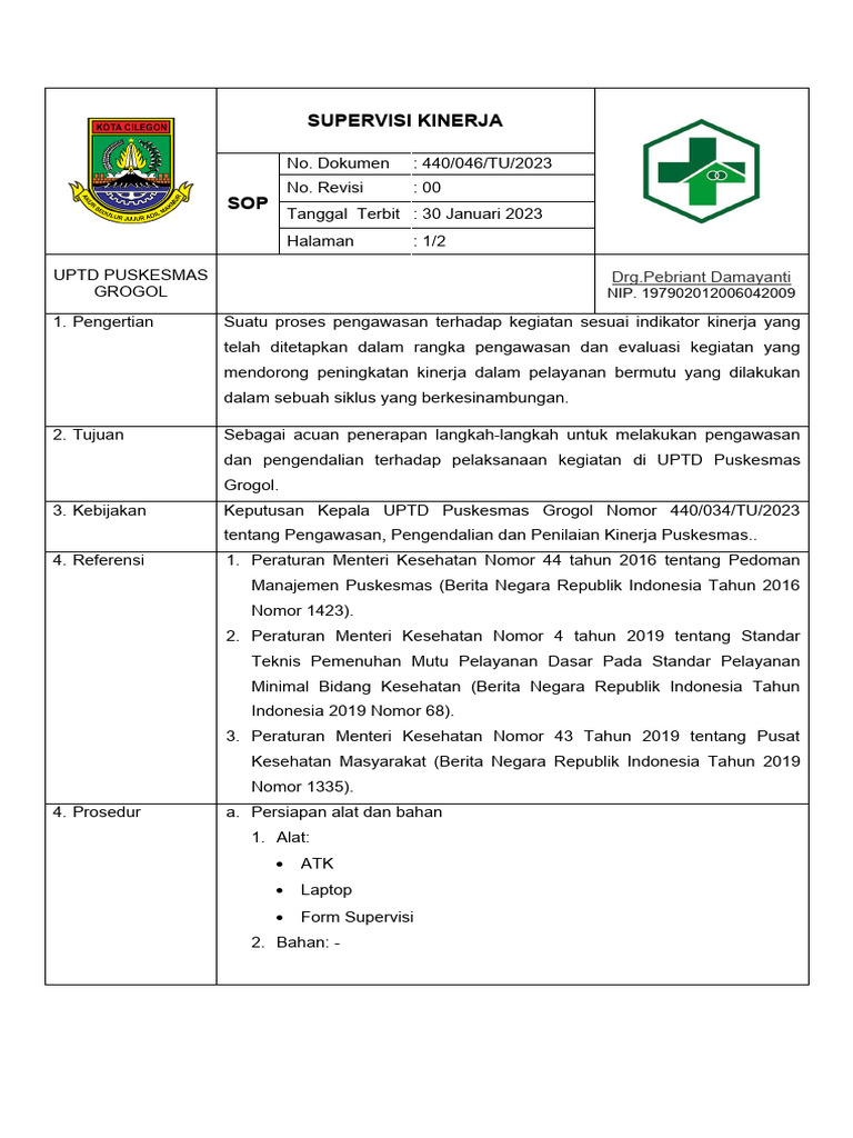 Sop Supervisi | PDF