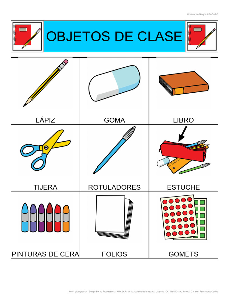 Bingo de Objetos de Clase 4 Cartones 3x3 | PDF | Trabajo de oficina ...