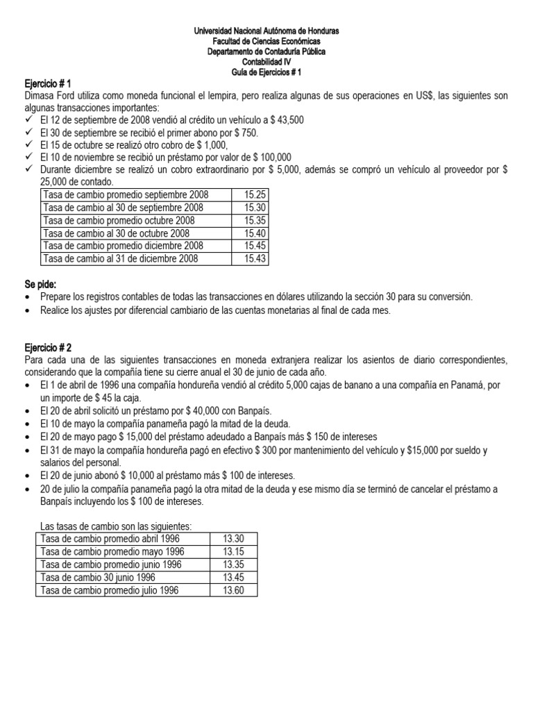 Guia de Ejercicios 1 Conversión de La Moneda Extranjera III PAC 2023 ...