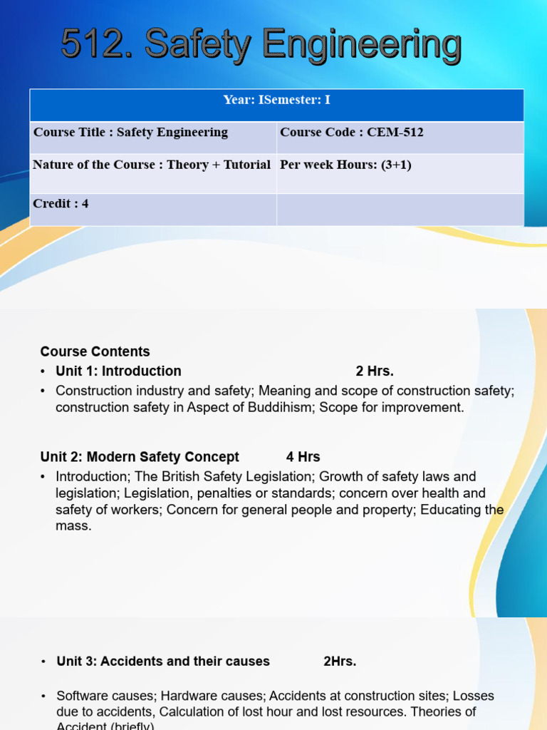 Chapter One - Safety Engineering | PDF | Occupational Safety And Health ...