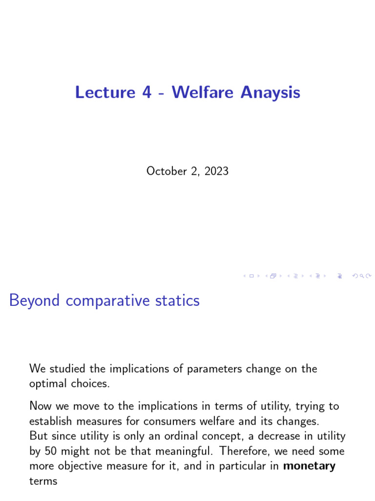 Welfare Analysis WEEK 4 Econ | PDF | Utility | Economic Surplus
