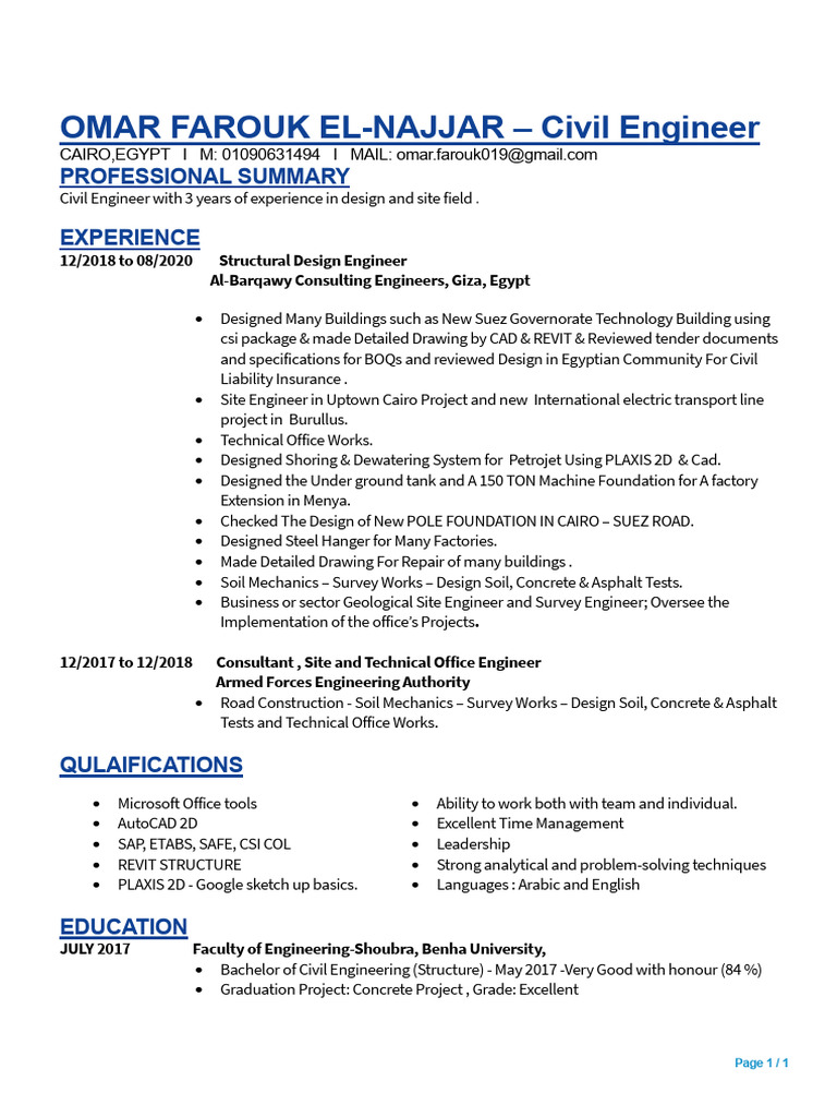 Omar Farouk-Structural Design Engineer | PDF | Engineer | Engineering