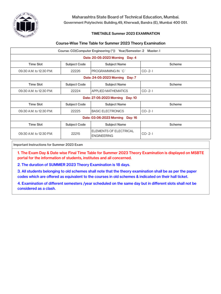 2 Sem Computerengineering Timetable | PDF