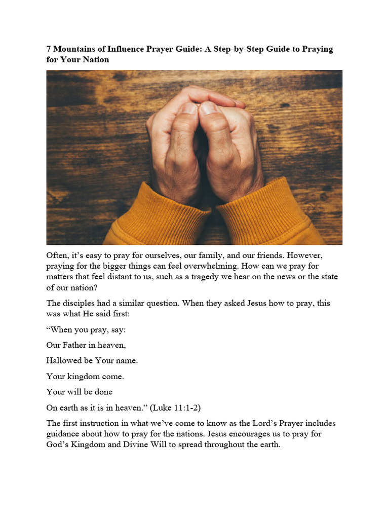 7 Mountains of Influence Prayer Guide - A Step-by-Step Guide To Praying ...