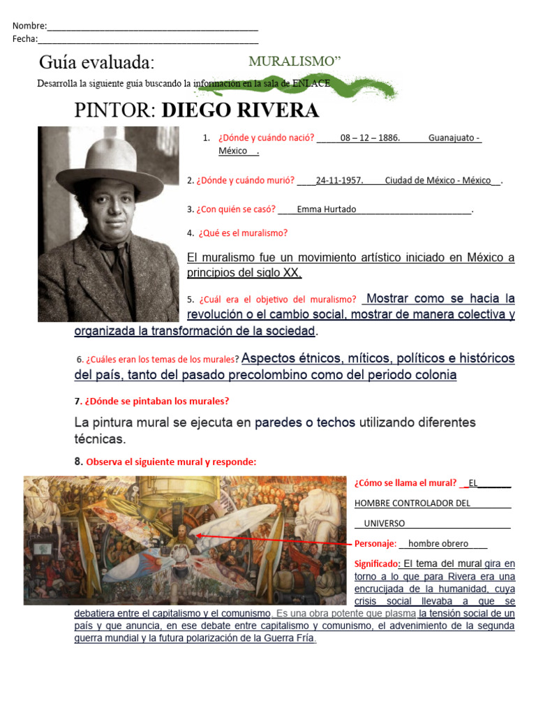 MURALISMO Diego Rivera - Investigación - RESUELTO | PDF | Comunismo ...