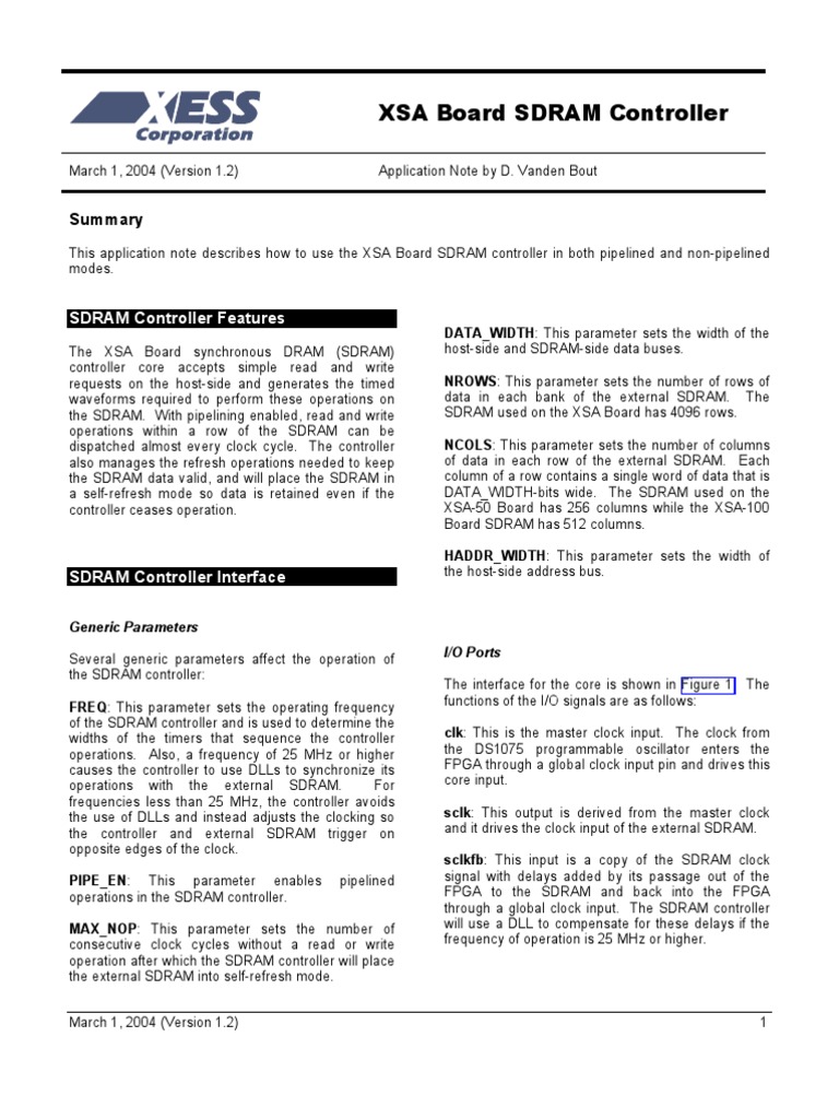 XSA Board SDRAM Controller | Download Free PDF | Computer Data ...