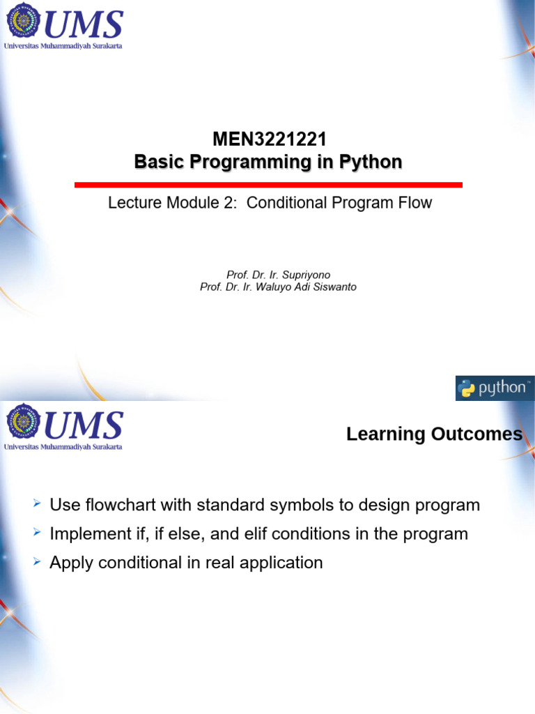 Lecture Module 3 Conditional Program Flow Pdf Computer Program 5537