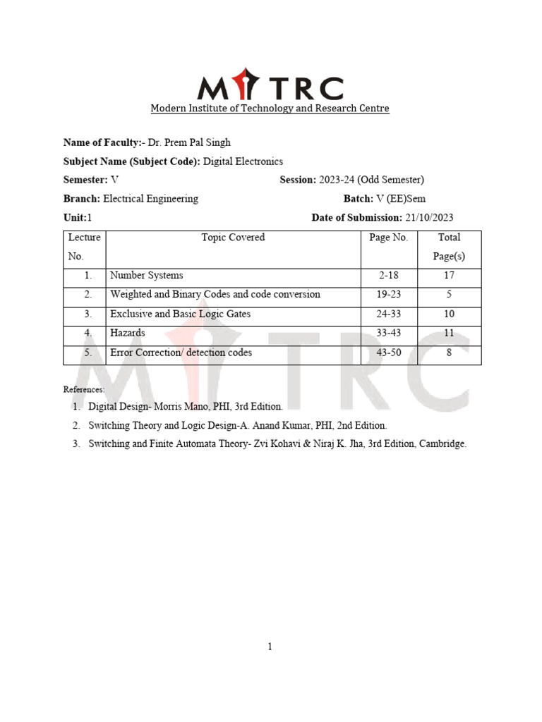 Unit 1 | PDF | Logic Gate | Binary Coded Decimal