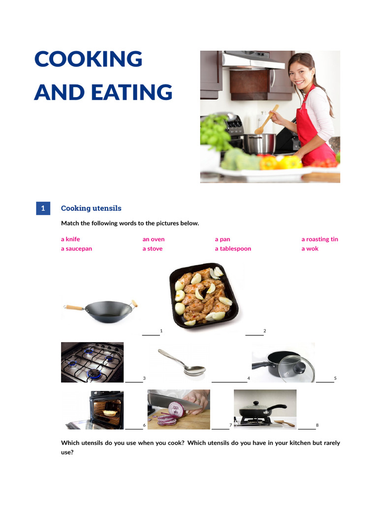 Cooking and Eating British English Student | PDF | Kitchen Utensil ...