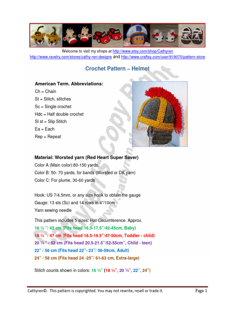 Pattern - 82 - Chrochet Helmet-R1 | PDF | Crochet | Sewing