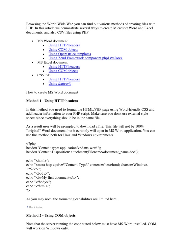 Archivos Con PHP | PDF | Microsoft Word | Php