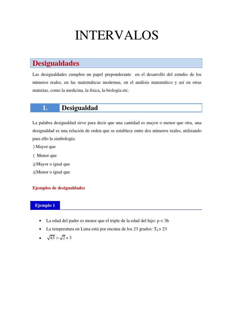 INTERVALOS | PDF | Intervalo (Matemáticas) | Número Real