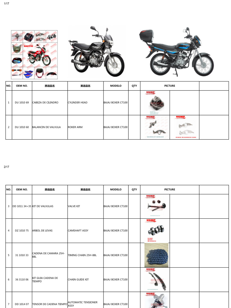 Ugmp-Parts Catalog-Bajaj Boxer Ct100 | PDF | Propulsión | Ingeniería mecánica