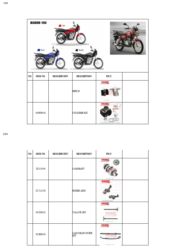 Ugmp-Parts Catalog-Bajaj Boxer 150 Bm150-2021 | Download Free PDF | Headlamp | Axle