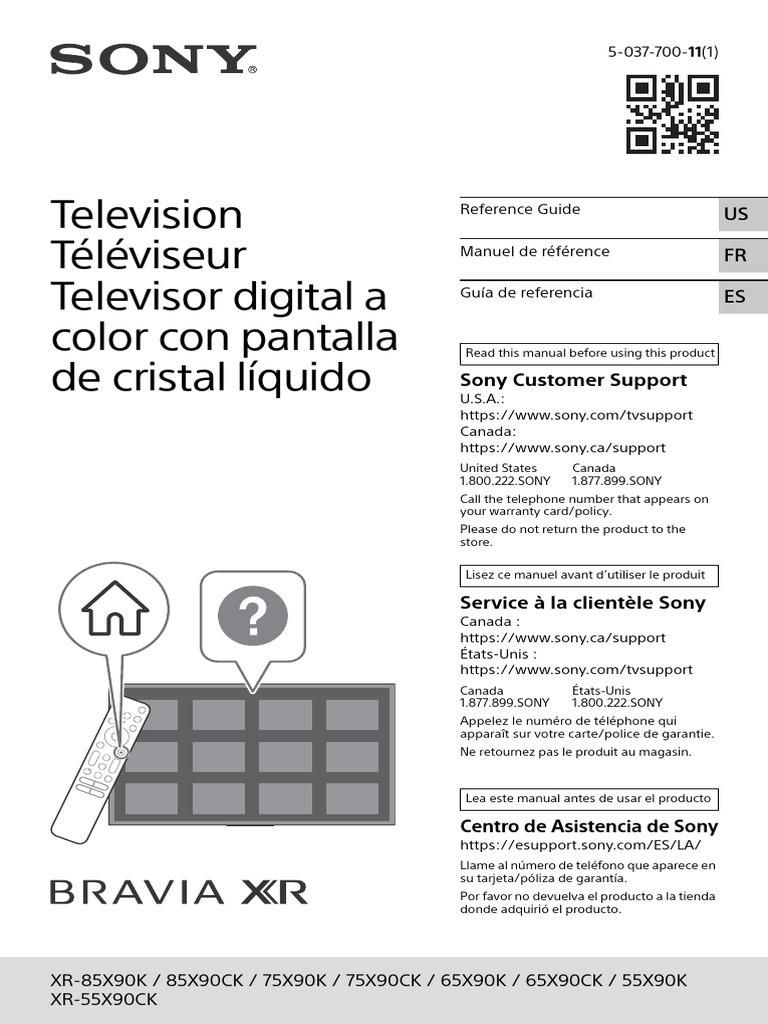 Sony XR-85X90K Reference Guide | PDF | Hdmi | Radio