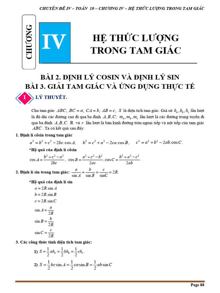 Bài 2 Chuyen-De-5-He-Thuc-Luong-Trong-Tam-Giac-Toan-10-Chan-Troi-Sang-Tao-2 | PDF