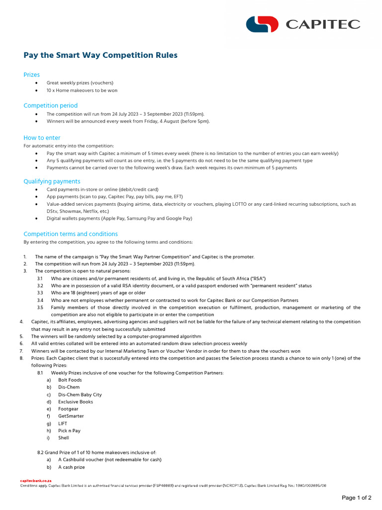 Pay The Smart Way Competition Rules | PDF | Payments | Justice