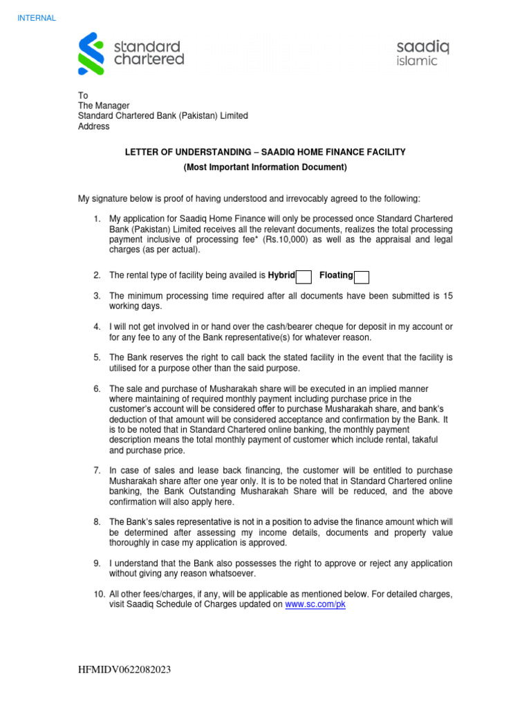 PK Letter of Understanding | PDF | Banks | Credit