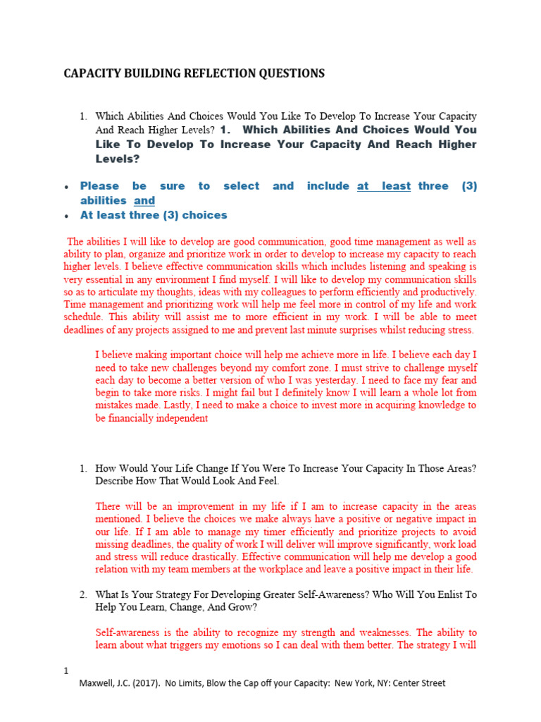 Capacity Building Questions | PDF | Self Awareness | Communication